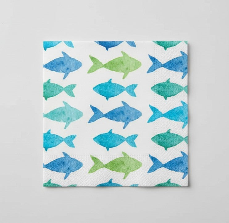 Aquarell Fish Napkins - Beverage Size Paper Napkins — Nature Niche