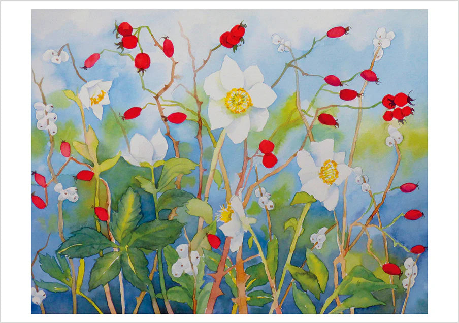 Molly Hashimoto: Hellebore, Rosehips, and Snowberries Notecard — Nature ...