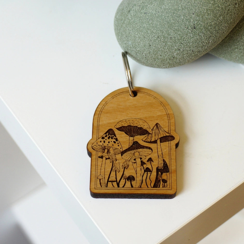 Mushroom Series 2 Wood Keychain — Nature Niche