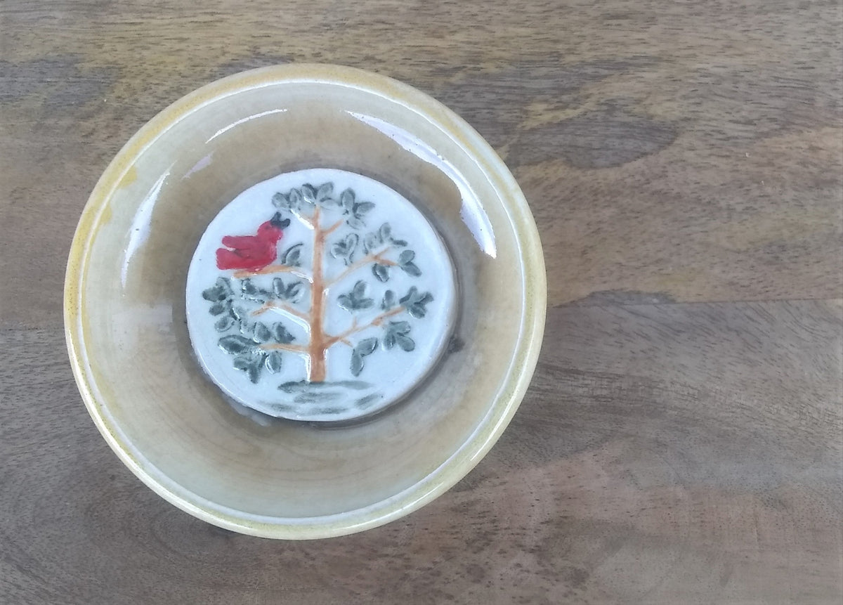 Ceramic Double Soap Dish - Cardinal in a Tree — Nature Niche